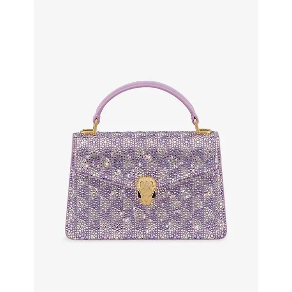 BVLGARI Serpenti Forever Suede Top-handle Bag - Purple
