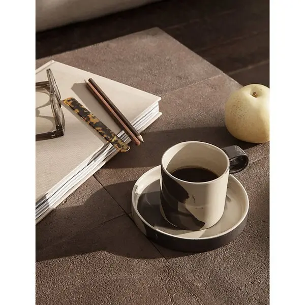 FERM LIVING Inlay Contrast-print Stoneware Cup And Saucer