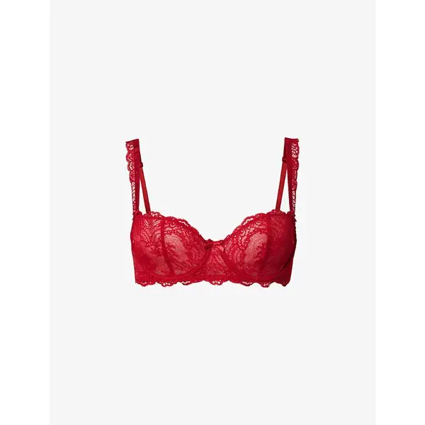 AUBADE Danse Des Sens Floral-embroidered Lace Bra - Irresistible Red