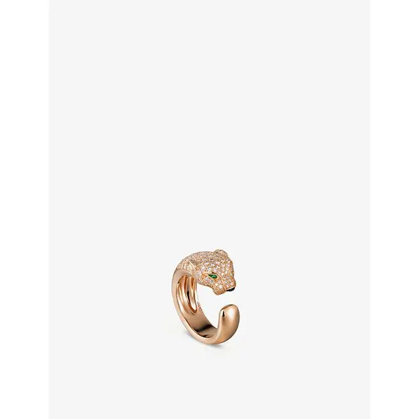 CARTIER Panthère Ring In 18ct With Diamonds, Emeralds And Onyx - Rose Gold