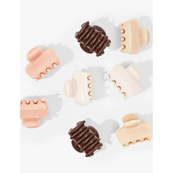 KITSCH Mini Puffy Claw Hair Clips Pack Of Eight - Rosewood