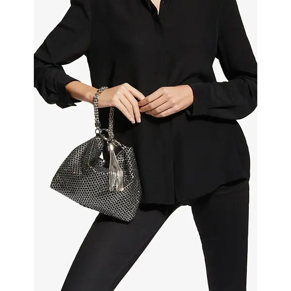 JIMMY CHOO Callie Crystal-embellished Leather Shoulder Bag