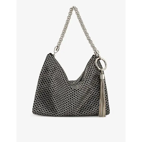 JIMMY CHOO Callie Crystal-embellished Leather Shoulder Bag