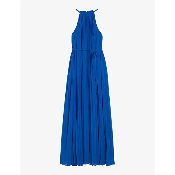 ted baker blue pleated maxi dress Ted Baker London Helyos Halter-Neck Pleated Woven Maxi Dress In Blue - 60%  Off