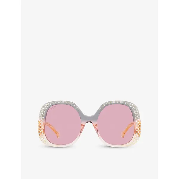 Gucci Round-frame Polyamide Sunglasses - Pink/orange