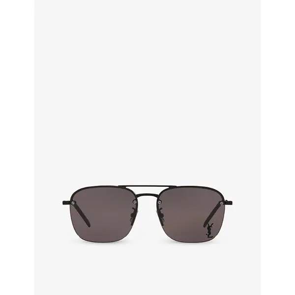 Saint Laurent Rectangular Metal Sunglasses - Black