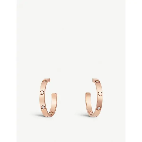 CARTIER Love Diamond And 18ct Earrings - Rose Gold