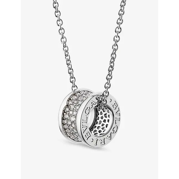 BVLGARI B.zero1 18ct Gold Diamond Pendant Necklace - White