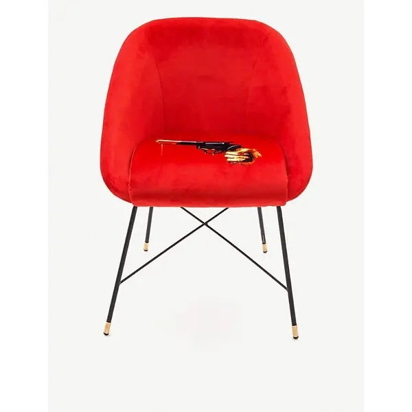 SELETTI Wears Toiletpaper Revolver-print Velvet Chair 86cm X 79cm - One-color