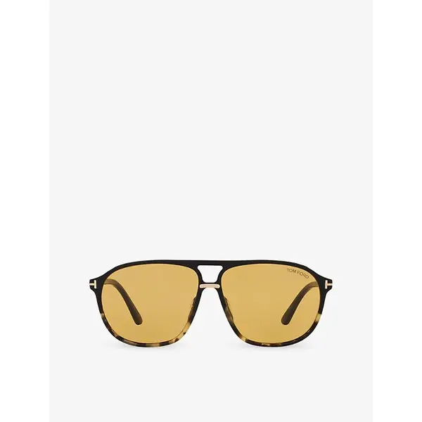 TOM FORD Square-frame Polyamide Sunglasses - Black/gold