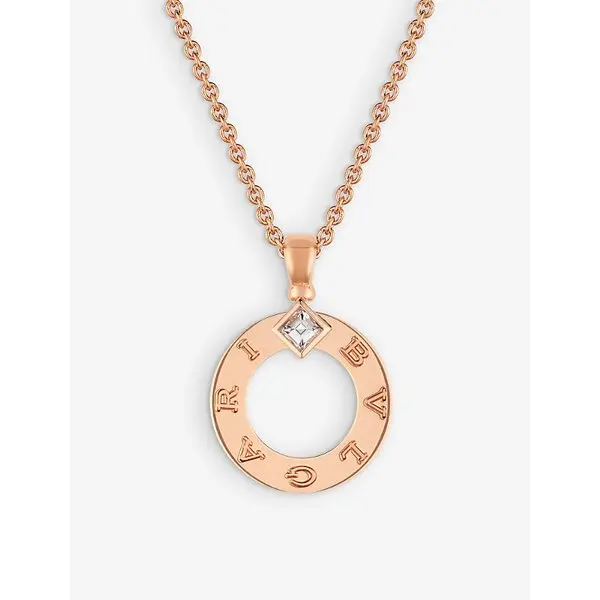 BVLGARI 18ct Diamond Pendant Necklace - Rose Gold