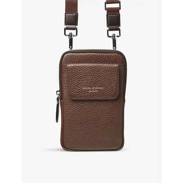 ASPINAL OF LONDON Reporter Logo-embossed Front-pocket Leather Phone Case