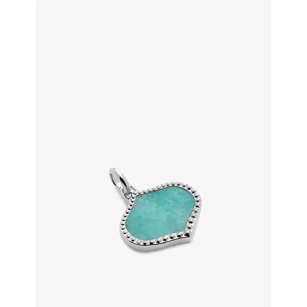 Monica Vinader Lotus Amazonite Gemstone Pendant Charm - Sterling Silver