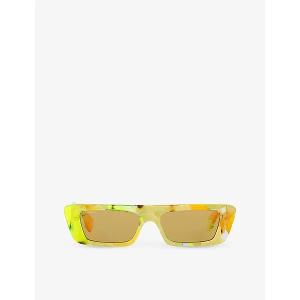 Gucci Gg1625s Rectangle-frame Sunglasses - Yellow