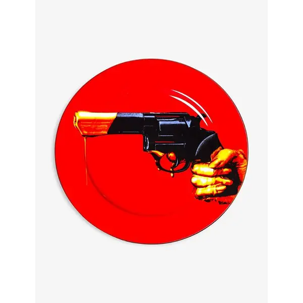 SELETTI Wears Toiletpaper Revolver Porcelain Plate 27cm - One-color