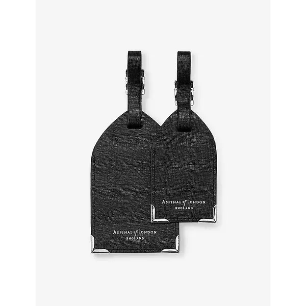 ASPINAL OF LONDON Leather Luggage Tag Set Of Two - Black