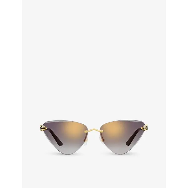 CARTIER Panthère De Cat-eye Metal Sunglasses - Gold