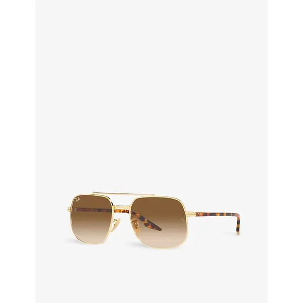 Ray-ban Square Frame Sunglasses - Gold