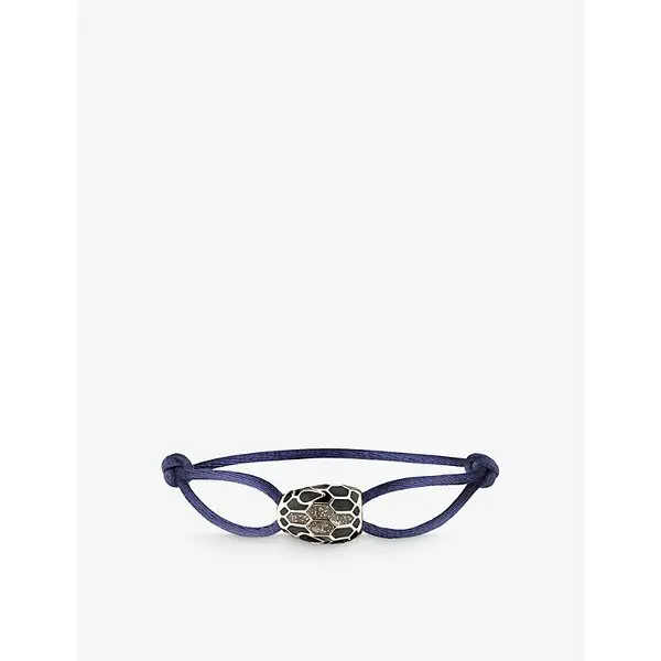 BVLGARI Serpenti Forever Hawk's Eye Cord Bracelet - Blue