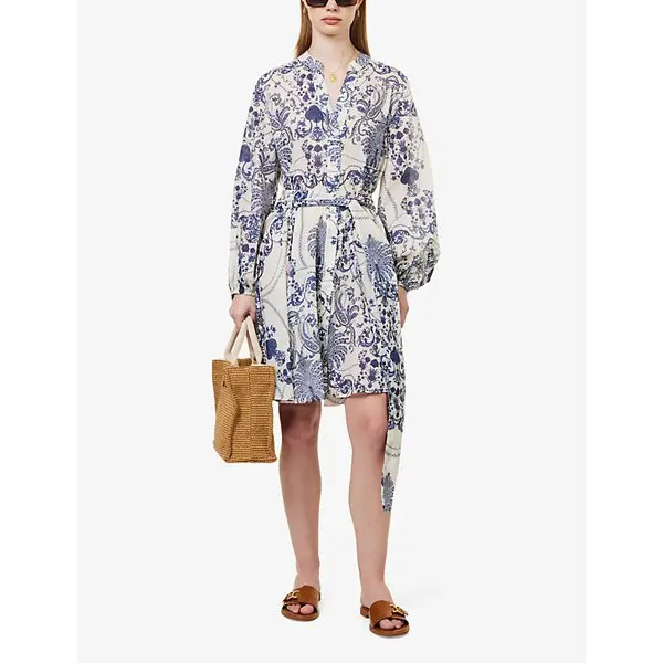 DEVOTION TWINS Megan V-neck Cotton-poplin Mini Dress