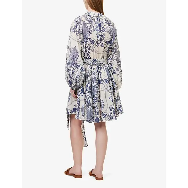 DEVOTION TWINS Megan V-neck Cotton-poplin Mini Dress