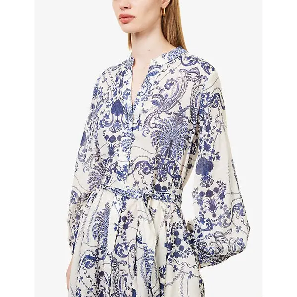 DEVOTION TWINS Megan V-neck Cotton-poplin Mini Dress