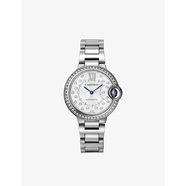 Cartier Ballon Bleu Stainless Steel Diamond Automatic Watch - Silver