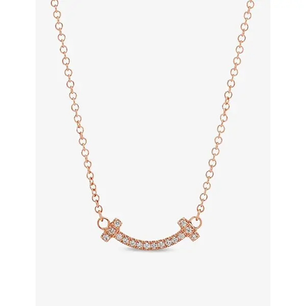 Tiffany & Co. 18ct Rose-gold And Diamond T Smile Necklace - 18k Rose Gold