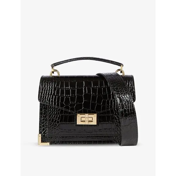 The Kooples Small Emily Crocodile-effect Cross-body Bag - Black