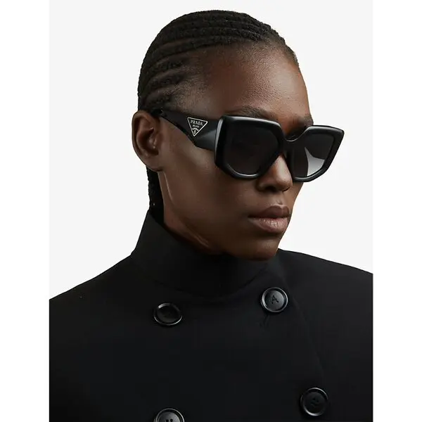 Prada Pr 14zs Irregular Sunglasses - Black | Editorialist