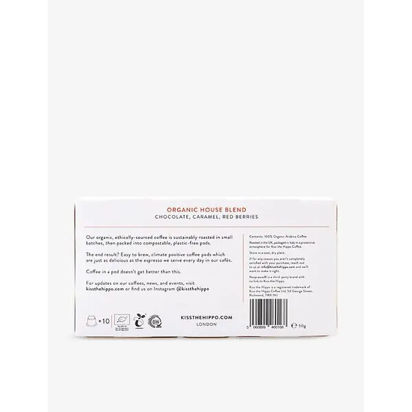KISS THE HIPPO Organic House Blend Compostable Coffee Pods 50g