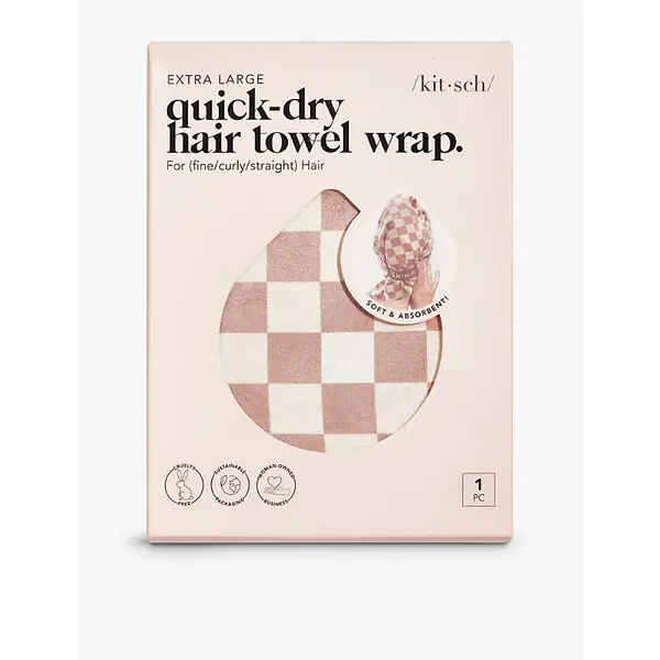 KITSCH Check-print Extra-large Quick-dry Hair Towel - Terracotta