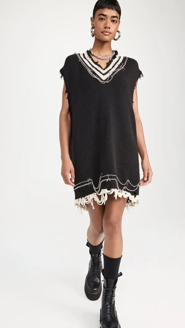 open lace back dress CUSTOM VTG RAW SILK OVERSIZED VEST DRESS, MULTI WEAVE – ÉMEUTE main image 1
