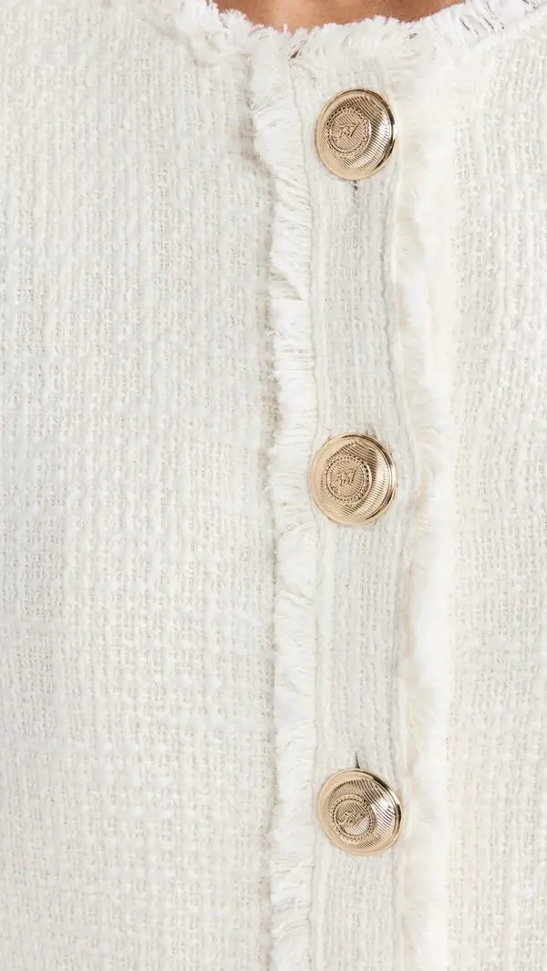 Cinq À Sept Christie Jacket Textured Tweed Blazer With Padded Shoulders - Gardenia