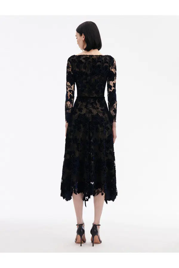 chinese dress ladies Black Guipure Lace Dress – LARAKHOURY