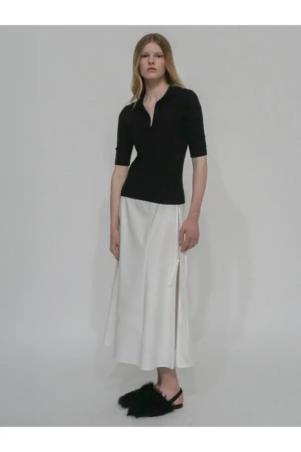 Rosetta Getty A-line Stretch Cotton Poplin Skirt