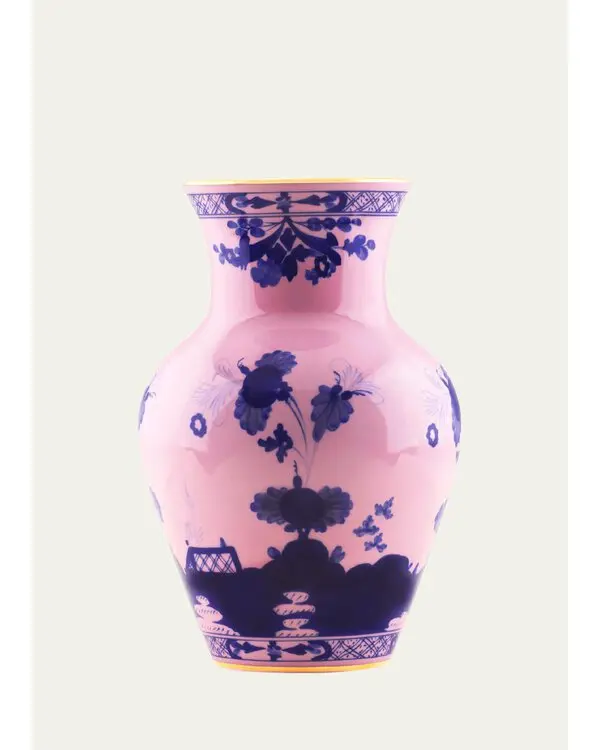 GINORI 1735 Oriente Italiano Azalea Ming Vase, 9.8 - Pink/blue