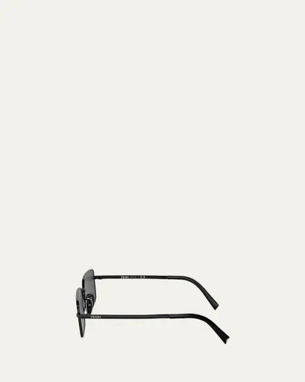 Prada Signature Steel & Plastic Rectangle Sunglasses - Black
