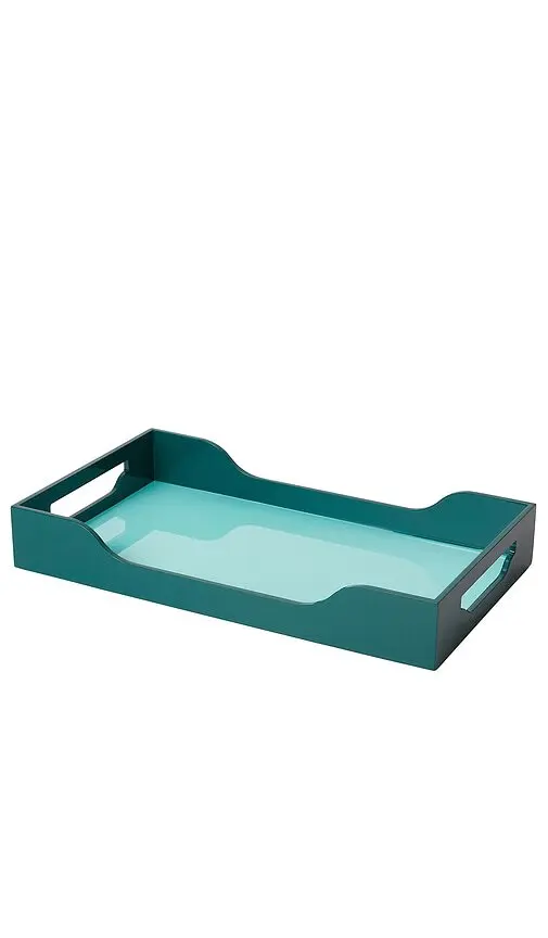 PRINTWORKS Medium Swell Lacquered Tray In Blue - Turquoise & Green