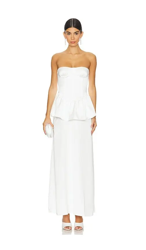 chinese dress ladies Abigail Velvet Off Shoulder Bubble Hem Peplum Maxi Dress (Archive Sale main image 1