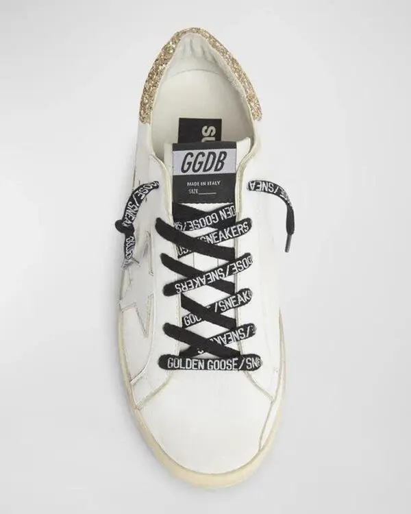 GOLDEN GOOSE Super-star Glitter Low-top Sneakers - White/silver