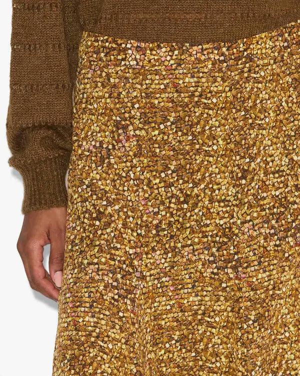 Isabel Marant Hortensia Printed Silk Midi Skirt - Ochre