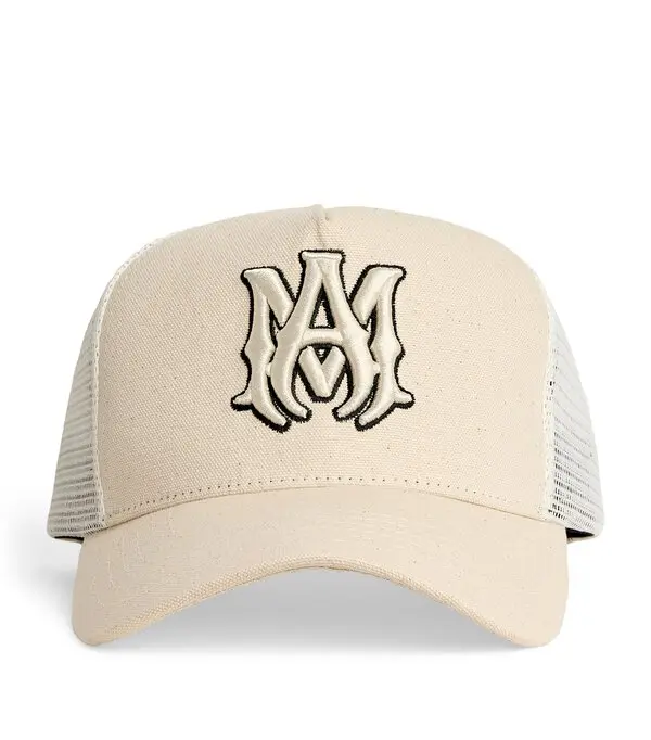 Amiri Embroidered Ma Logo Trucker Cap - Beige | Editorialist