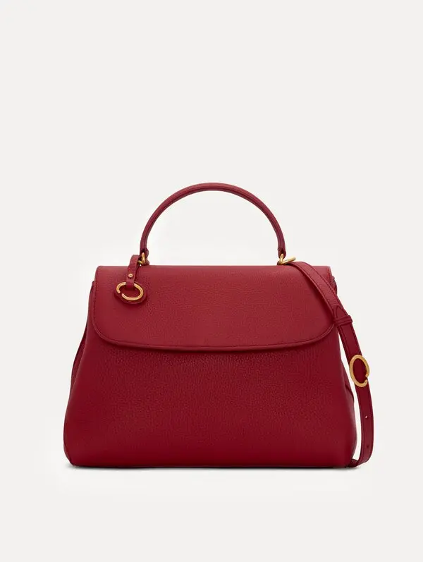 Oscar De La Renta Top Handle Bag With Removable Shoulder Strap - Red