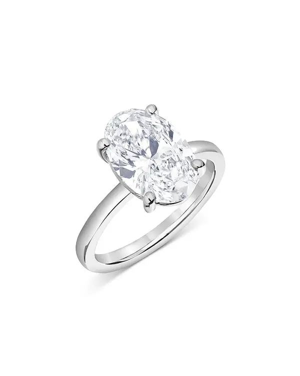 Bloomingdale'S Certified Lab Grown Diamond Oval Solitaire Engagement Ring In 18k Gold, 3.50 Tcw - White