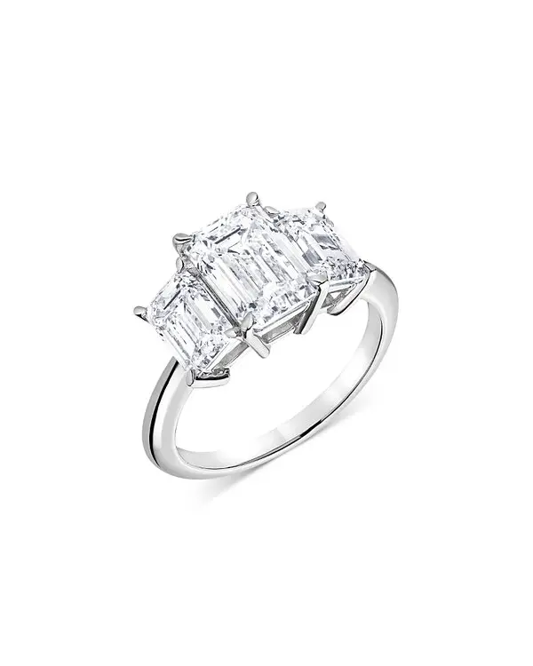 Bloomingdale'S Certified Lab Grown Diamond Emerald Cut Three Stone Engagement Ring - White