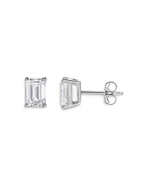 Bloomingdale'S Certified Lab Grown Emerald-cut Diamond 18k Gold Stud Earrings - White