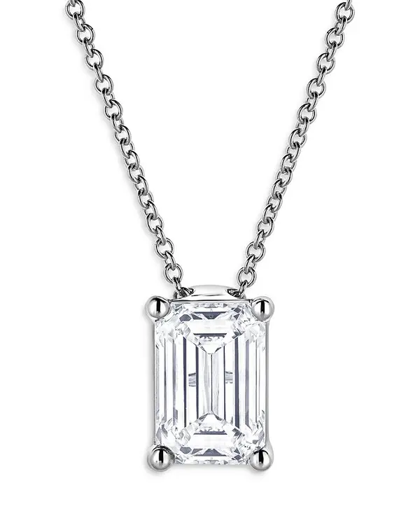 Bloomingdale'S Certified Lab Grown Diamond Emerald Cut Pendant Necklace - White