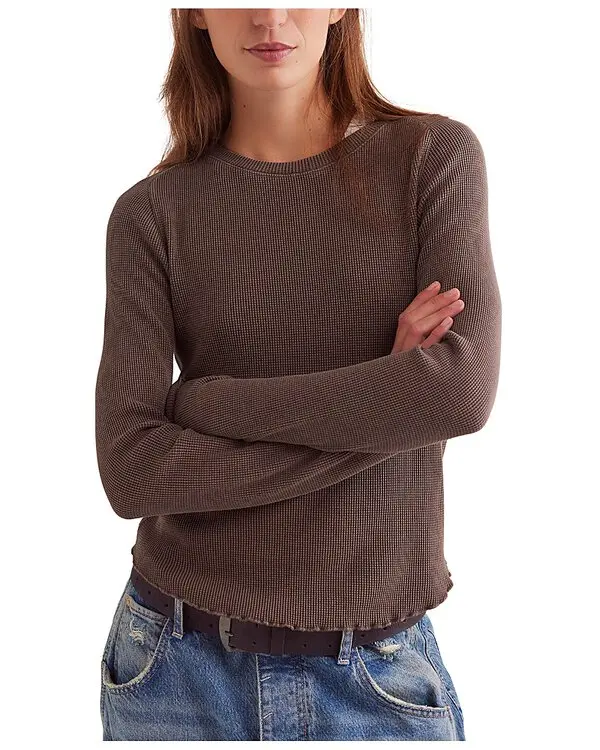 Free People We The Free Easy Does It Long Sleeve Tee - Double Espresso