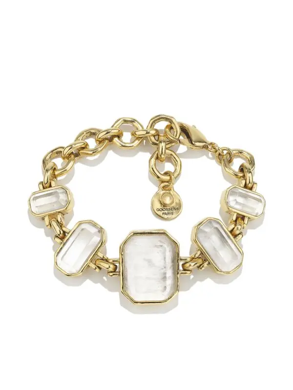 GOOSSENS 24kt Plated Stone Chain Bracelet - Gold